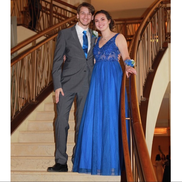 Blondie Nites | Dresses | Royal Blue Low Cut Prom Dress | Poshmark